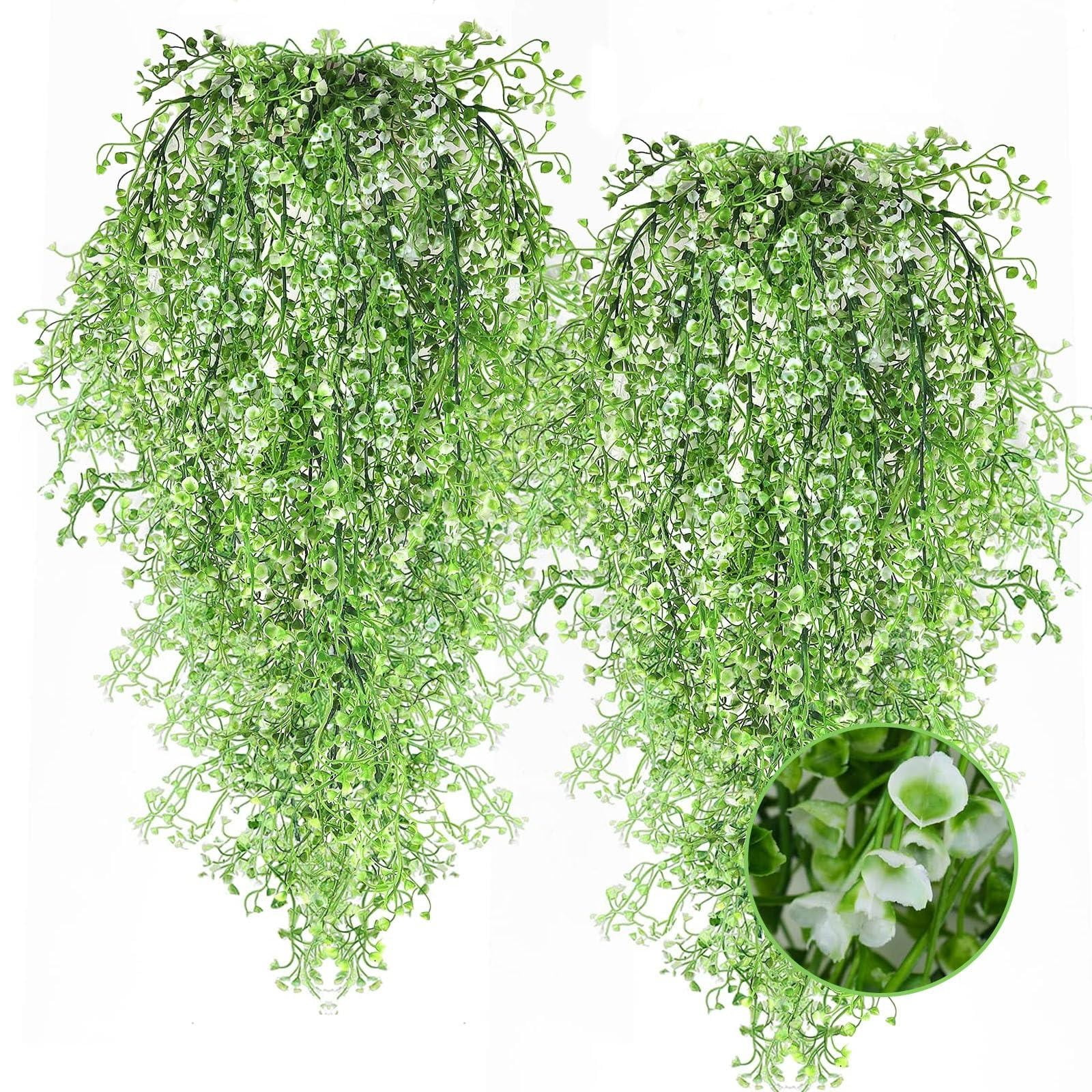 HmNPlay Artificial Hanging Ferns with Bendable Stems - Realistic Faux ...