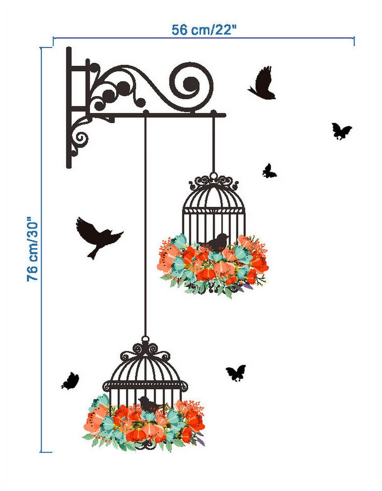 HmNPlay Birdcage Wall Decals Peel and Stick Removable Nature Art ...