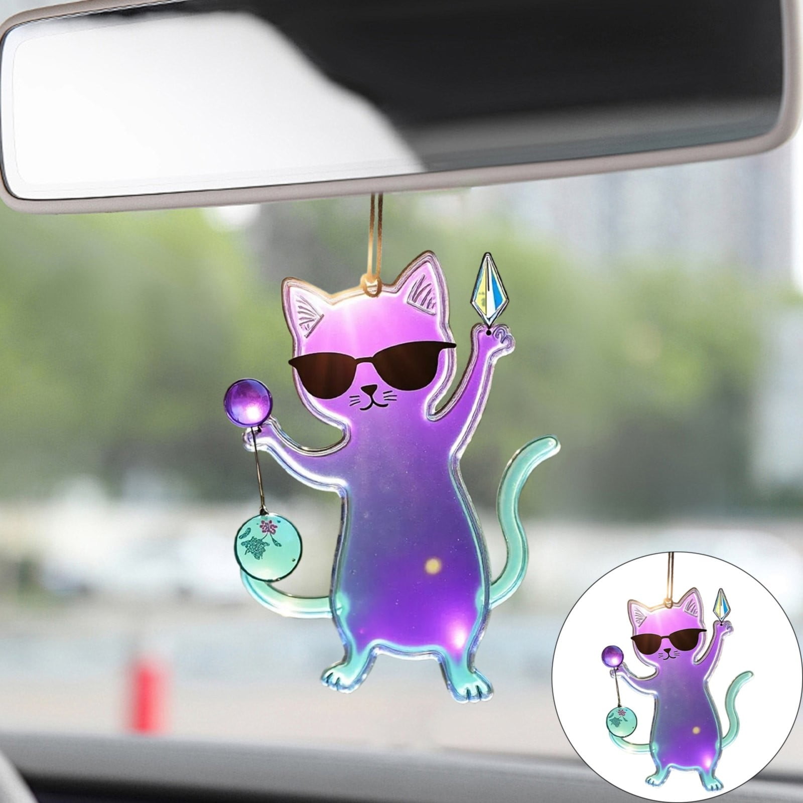 HmNPlay Cat Suncatcher Hanging Ornament Light Reflective Window Decor ...