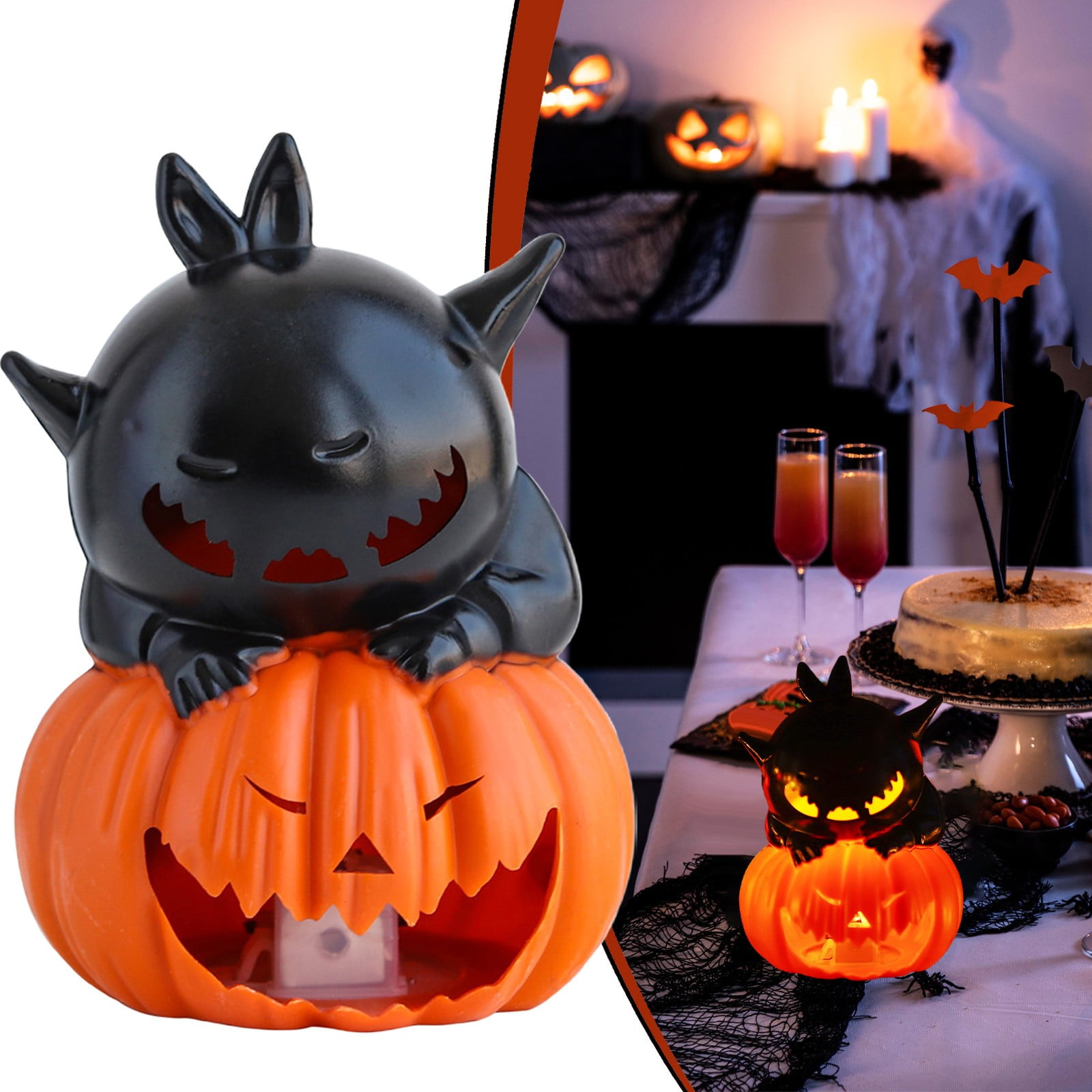 HmNPlay Halloween LED Pumpkin Lights & Flameless Candles - Battery ...