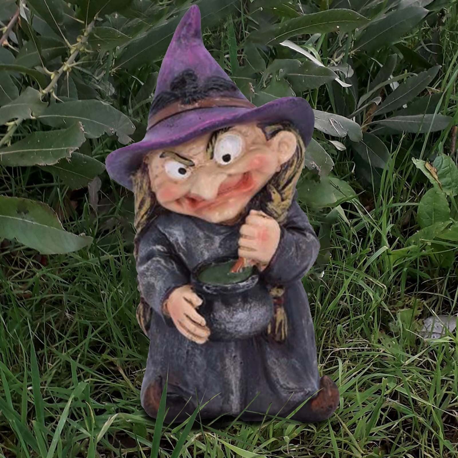 HmNPlay Halloween Witch Gnome Decor - Handmade Polyresin Statue, Retro ...