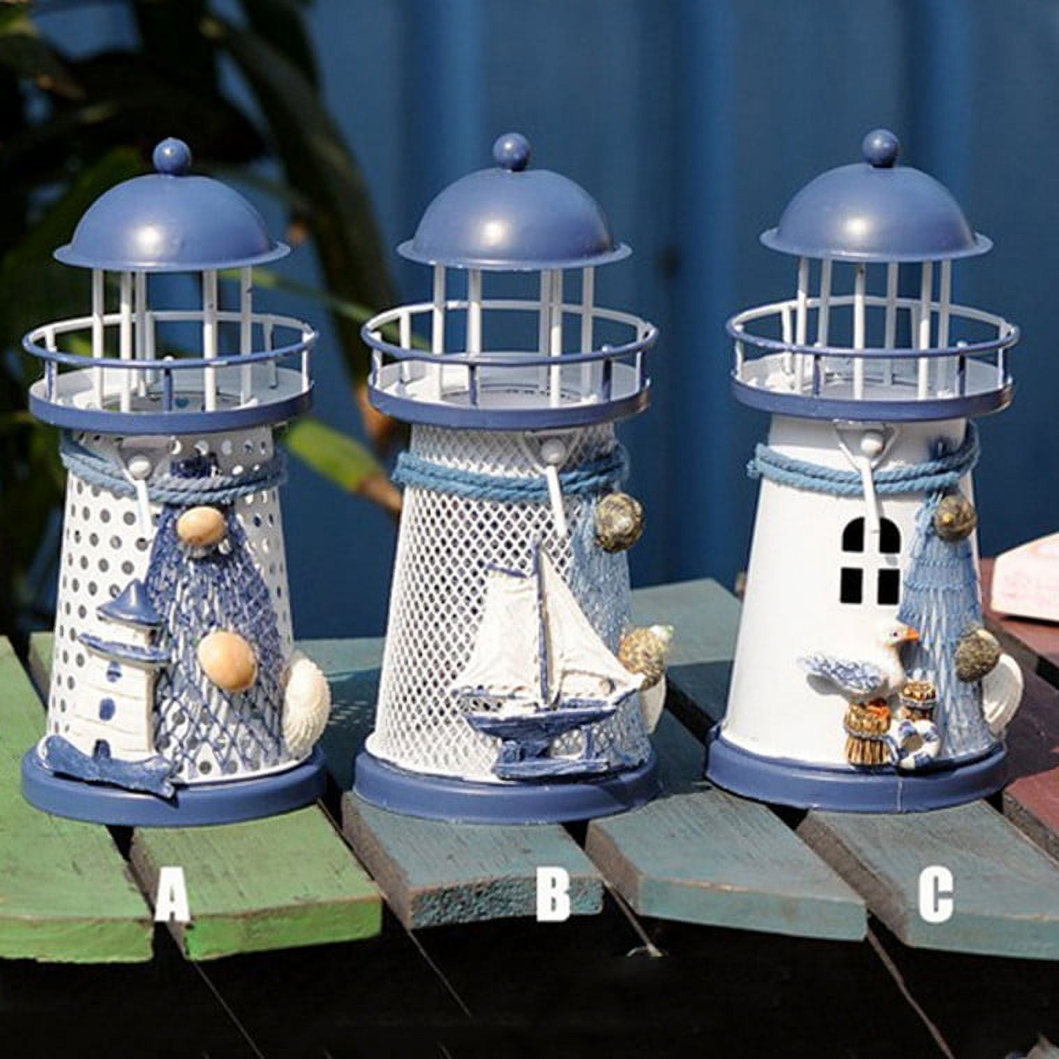 HmNPlay Lighthouse Candle Holder - Wrought Iron Candlestick with ...