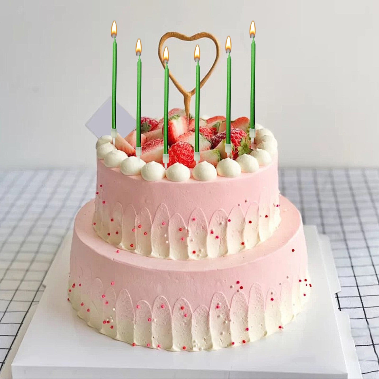 HmNPlay Long Thin Metallic Birthday Candles Tapered Cake Toppers with ...