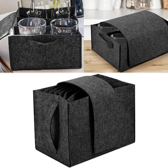 HmNPlay Padded Dinnerware Storage Container Plate and Cup Organizer for ...