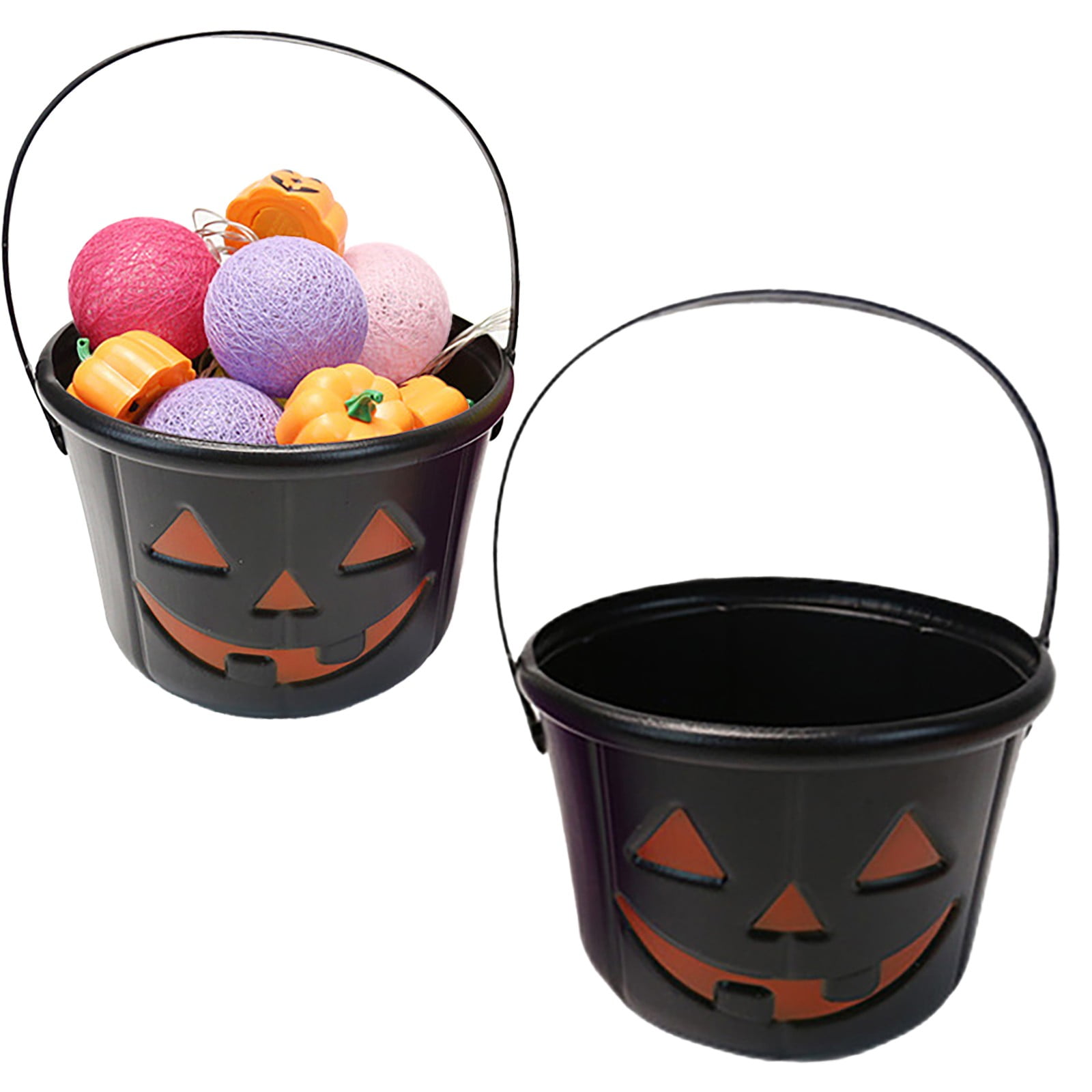 HmNPlay Purple Halloween Pumpkin Bucket 7 Inch Plastic Jack O Lantern ...