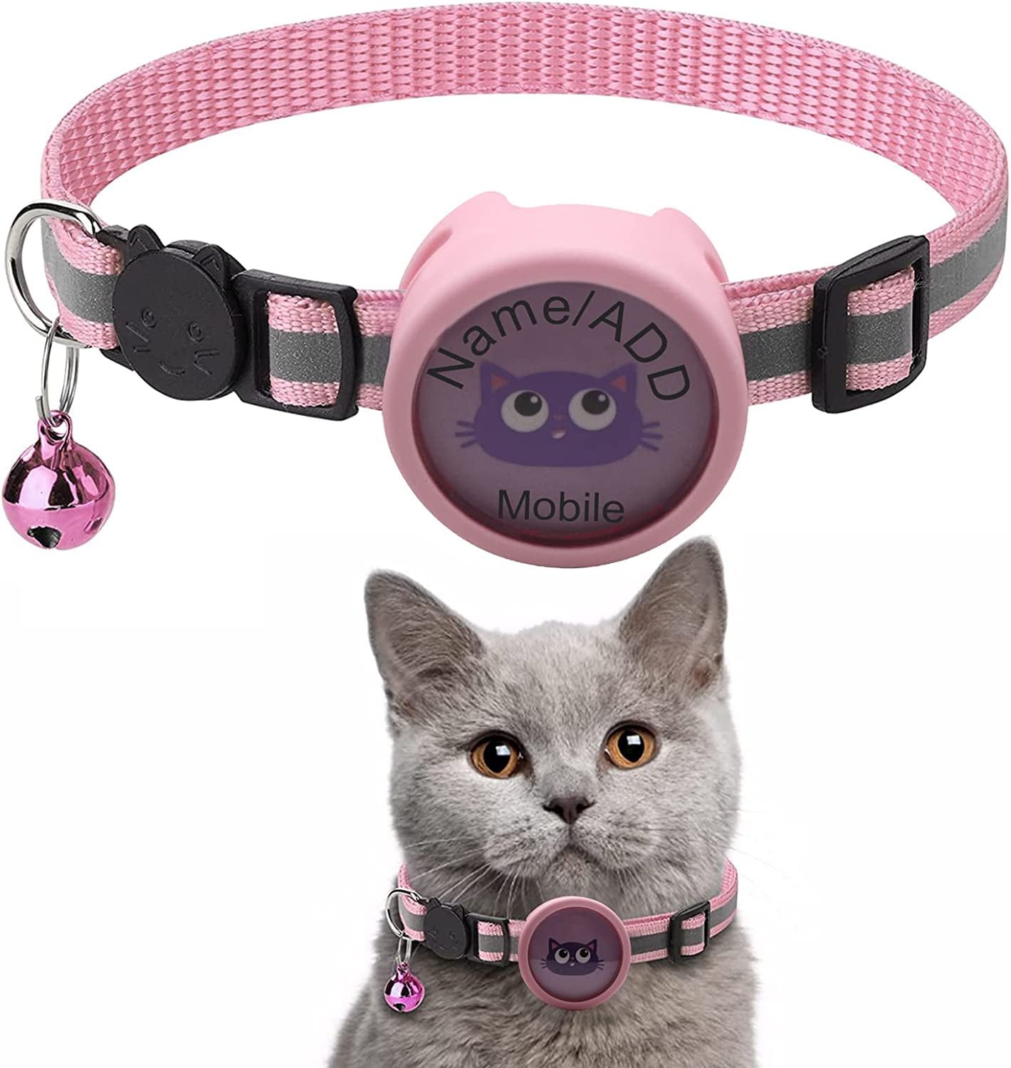 Hmaxing Reflective Cat Collar with Bell, Breakaway Cat Collar, Airtag ...