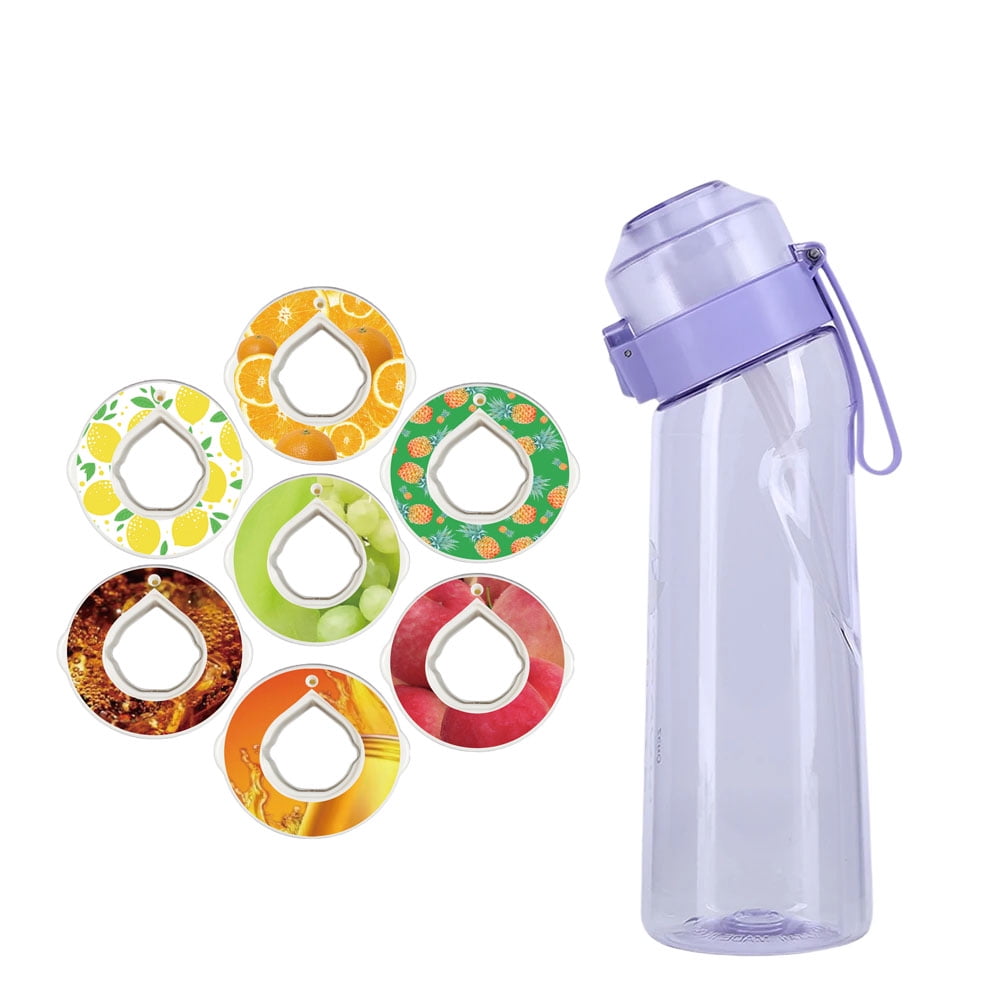 Hmess 650ml Water Bottle with 7 Flavour Pods Air Water Up Bottle Frosted Water Cup for Camping ...