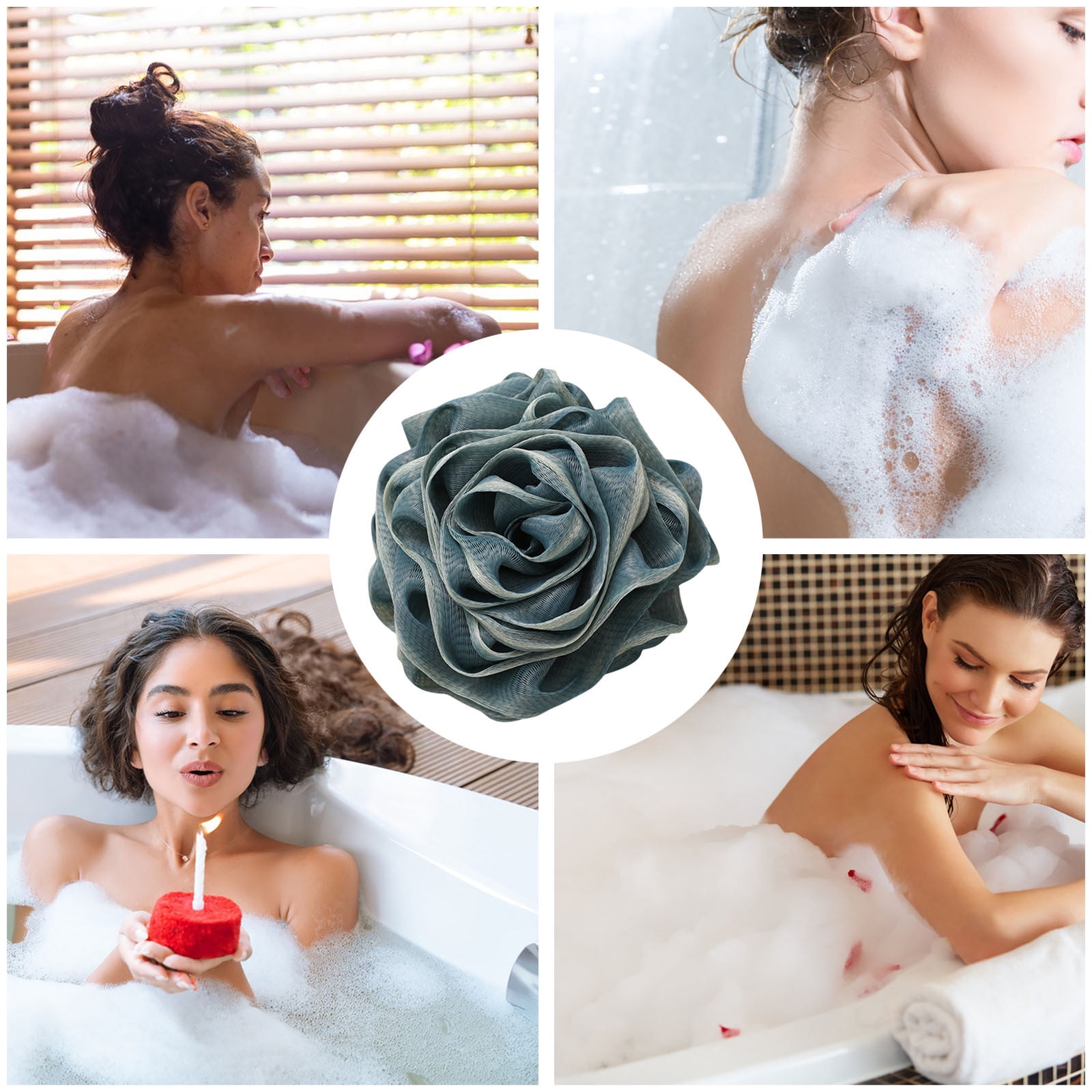 Hmgxay Bath Flower Sponge - Soft and Non-Scattering Bath Ball, High-Beauty Scrubbing Sponge with ...