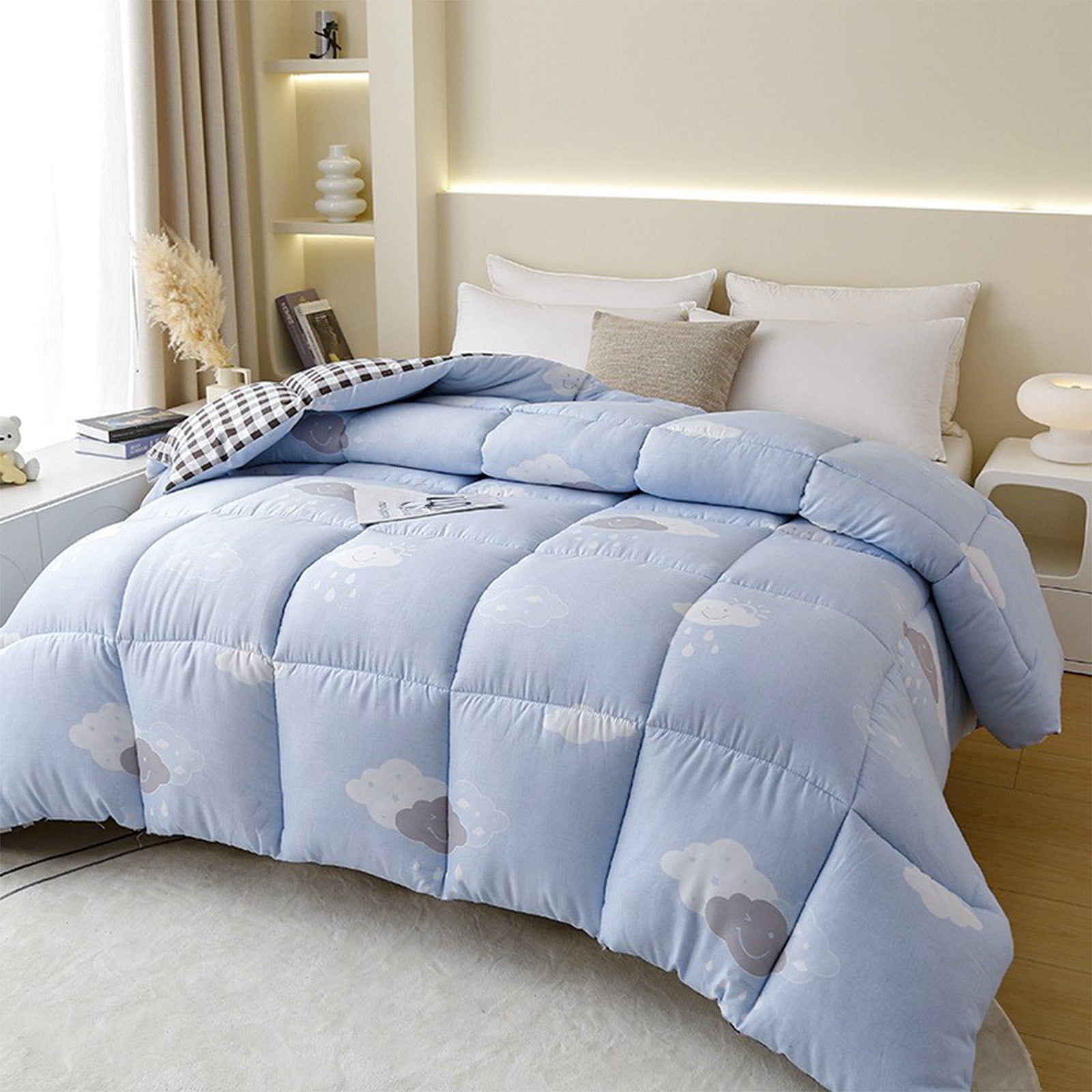 Hmgxay Cotton Winter Quilt, Double Warm Thick Blanket, Cozy Bedspread ...