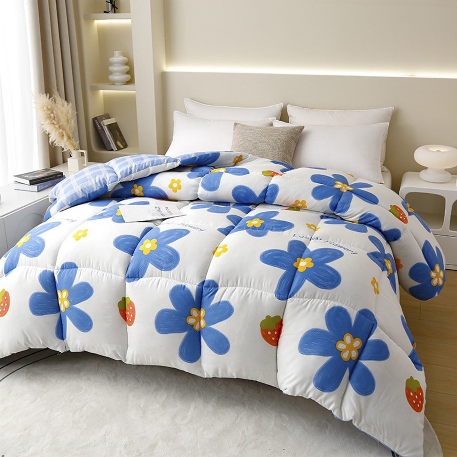 Hmgxay Cotton Winter Quilt, Double Warm Thick Blanket, Cozy Bedspread ...