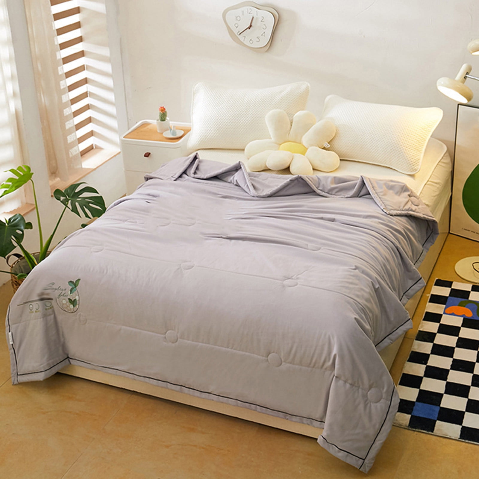 Hmgxay Mint Summer Cooler Quilt, Lightweight Washable Thin Solid Color ...