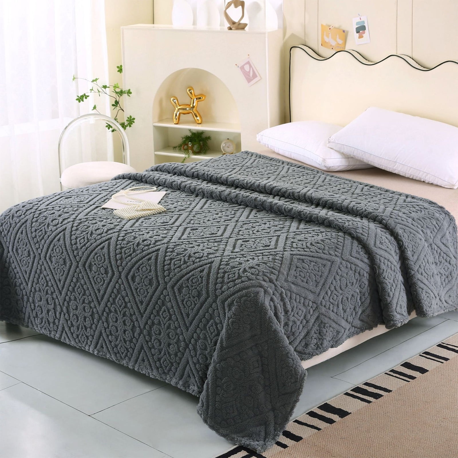 Hmgxay Reversible Taffeta Bed Blanket, 59"x79" Thickened Office Nap ...