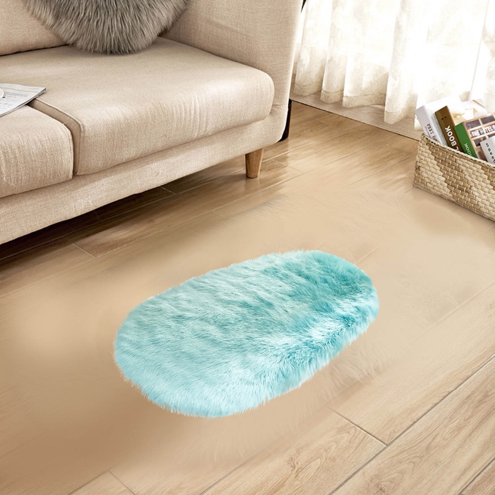Hmgxay Soft Shaggy Rug for Kids Bedroom, Oval Plush Fluffy Carpets for ...