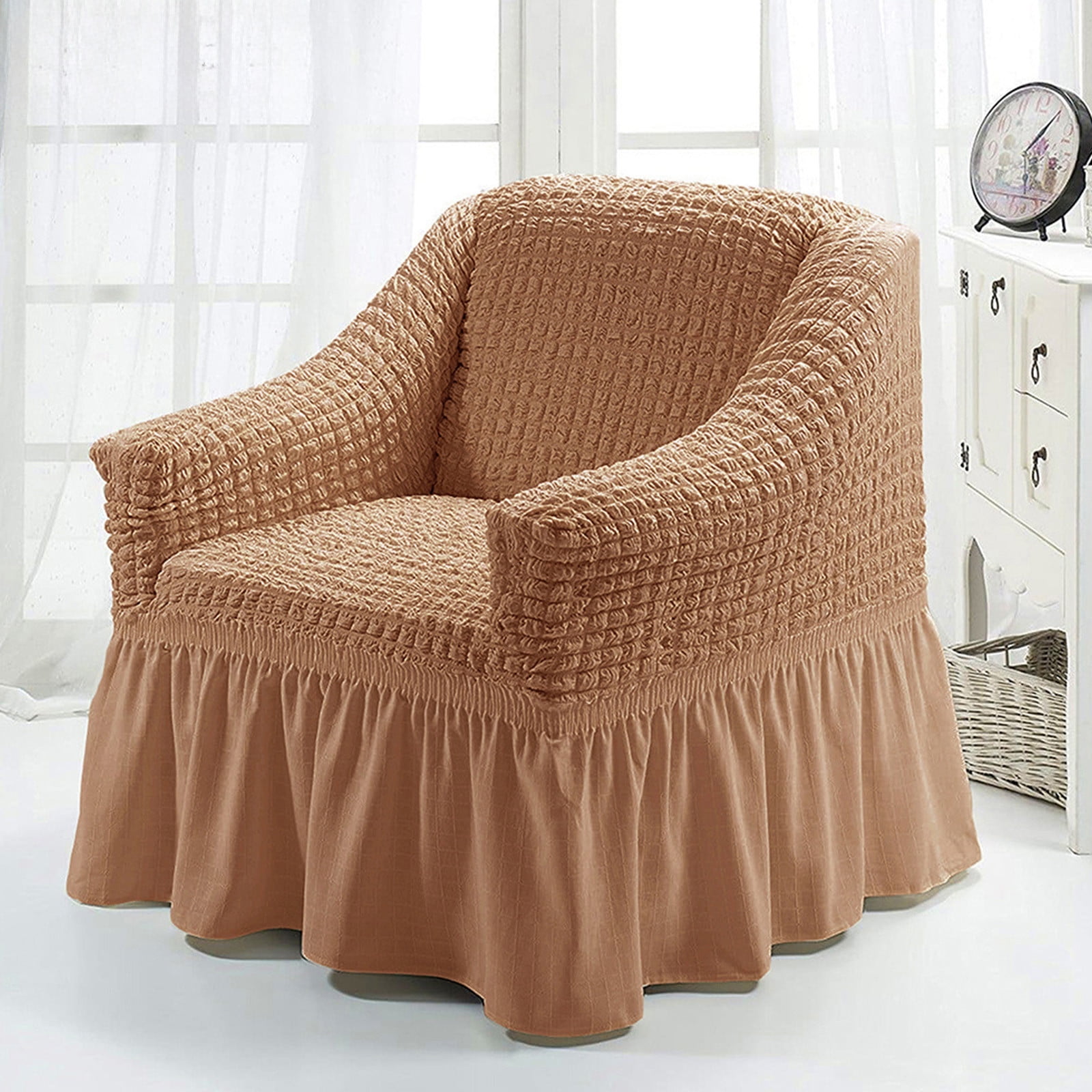 Hmgxay Stretch Seersucker Wingback Chair Slipcover, Universal Wing ...