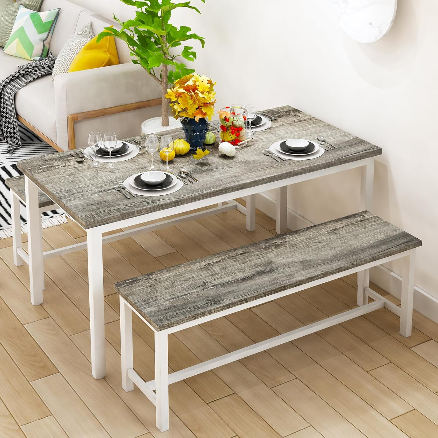 Hmlinktt 3 Pieces Dining Table Set for 4, 43.3'' Kitchen Table with ...