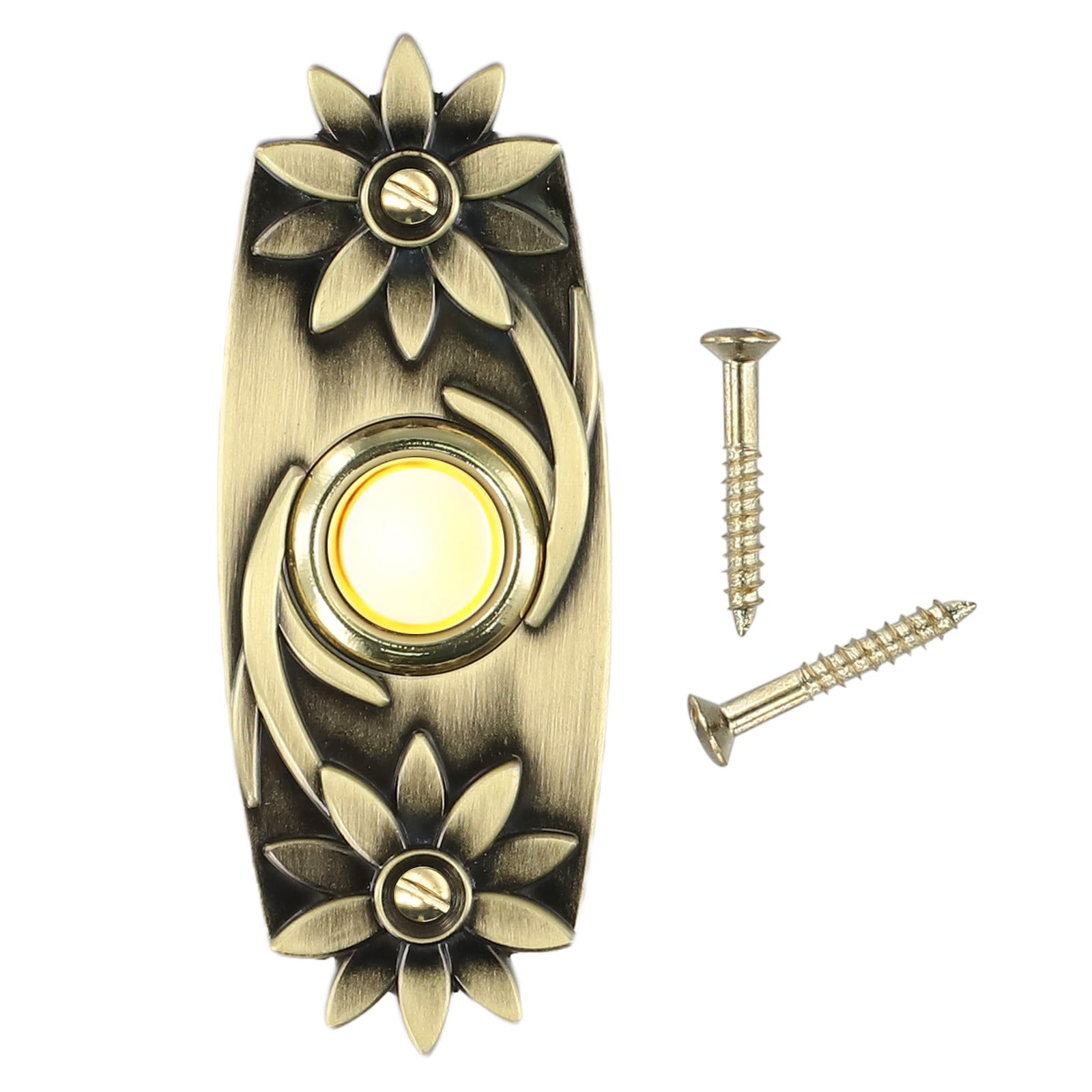 Hmoddpon-1pc Heavy Duty Metal Doorbell Push Button Antique Bronze Wired ...