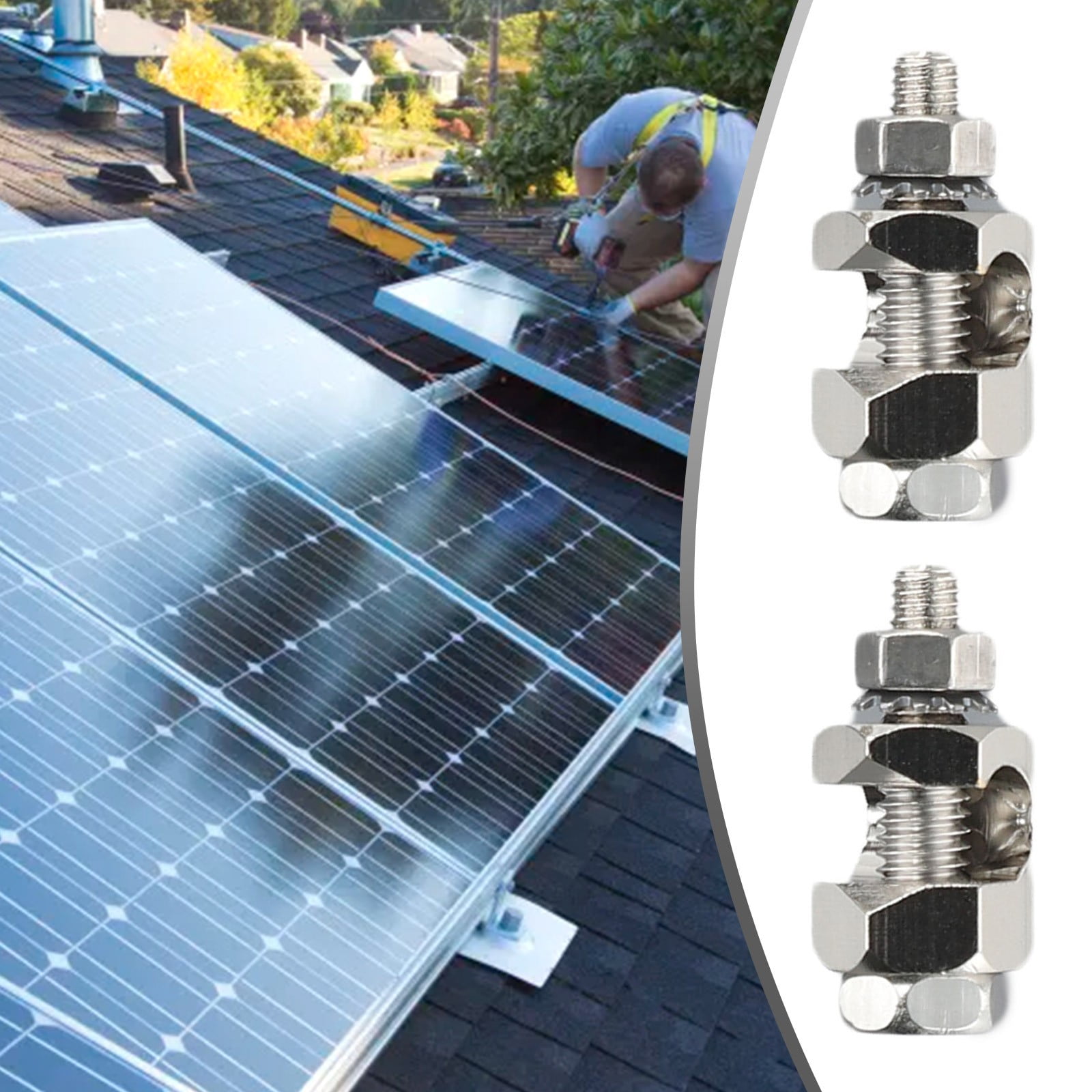 Hmoddpon-2X Solar Grounding Lug Solar Panel Fasteners Wire Clip ...