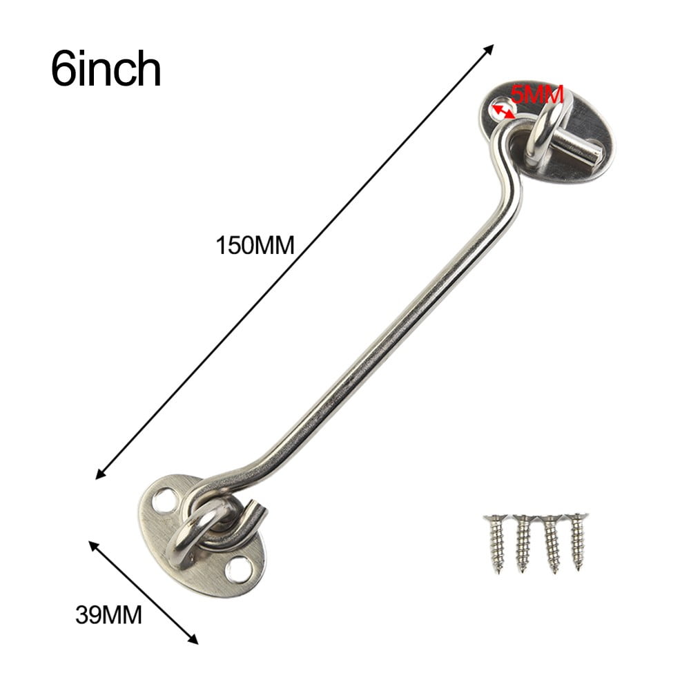 Hmoddpon-Cabin Hook And Eye Latch Lock Shed Gate Door Stainless Steel ...