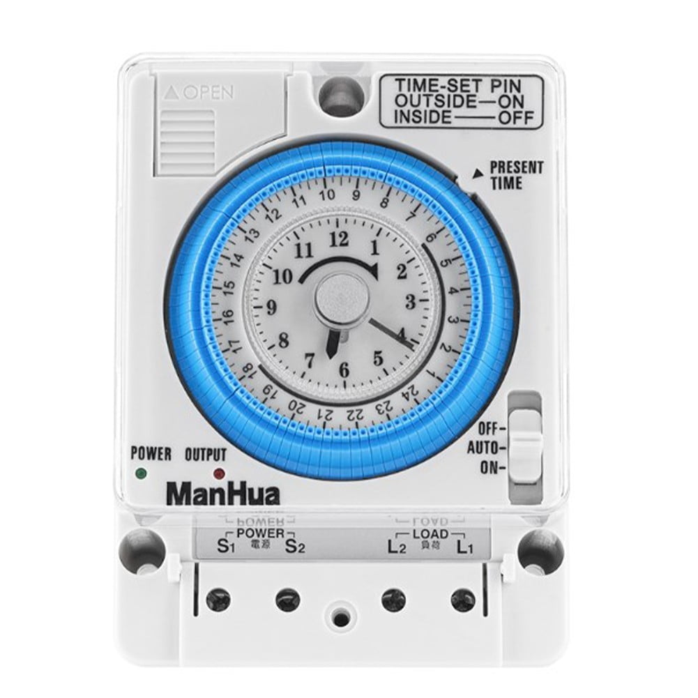 Hmoddpon-ManHua 24H 12VDC 15A Din Rail Timer Switch TB35 Analog Time ...
