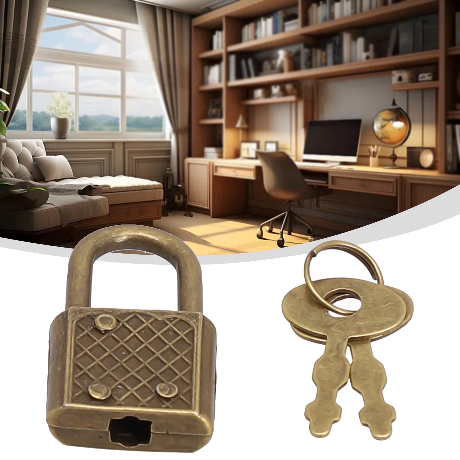 Hmoddpon-Vintage Padlock Lock Notebook Luggage Belt Padlock Lock with ...
