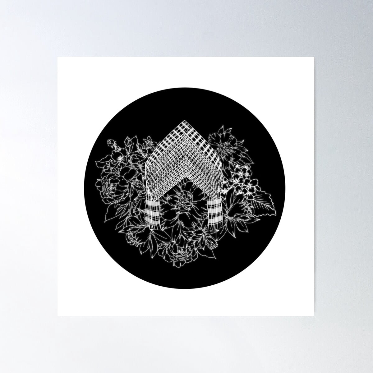 Hmong Hat Phuam Siv Black White Poster Wall Art, Modern Wall Decor For ...