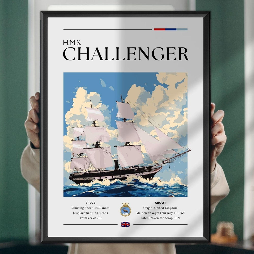 Hms Challenger Poster, Print, Wall Art, Maritime Art, Famous Ships ...