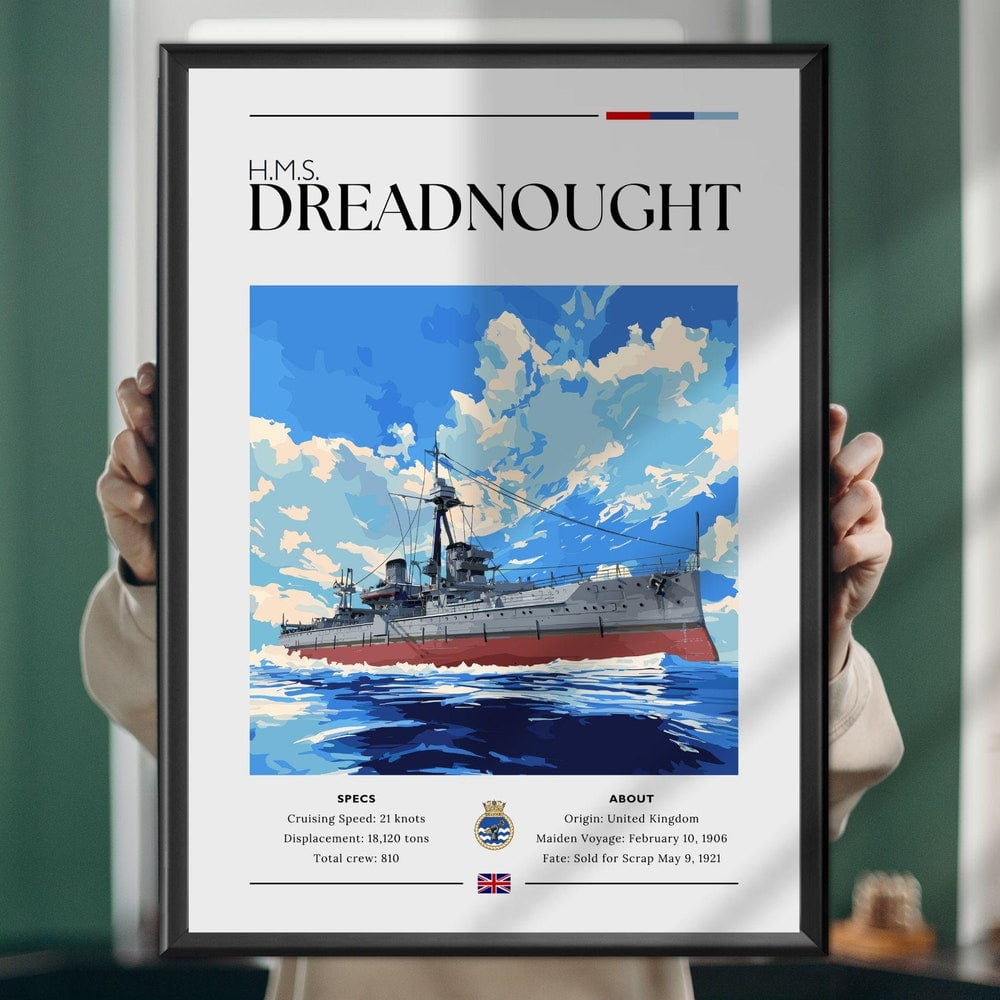 Hms Dreadnought Poster, Print, Wall Art, Maritime Art, Famous Ships ...
