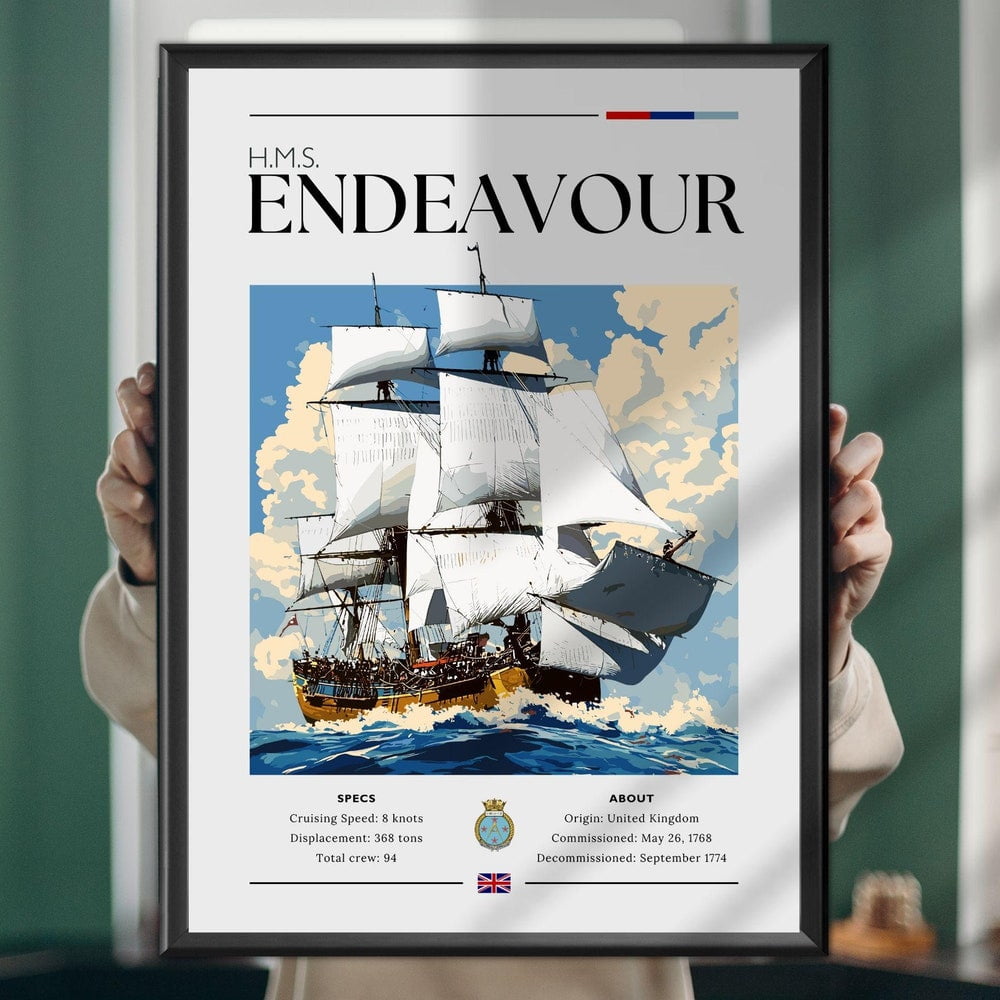 Hms Endeavour Poster, Print, Wall Art, Maritime Art, Famous Ships ...