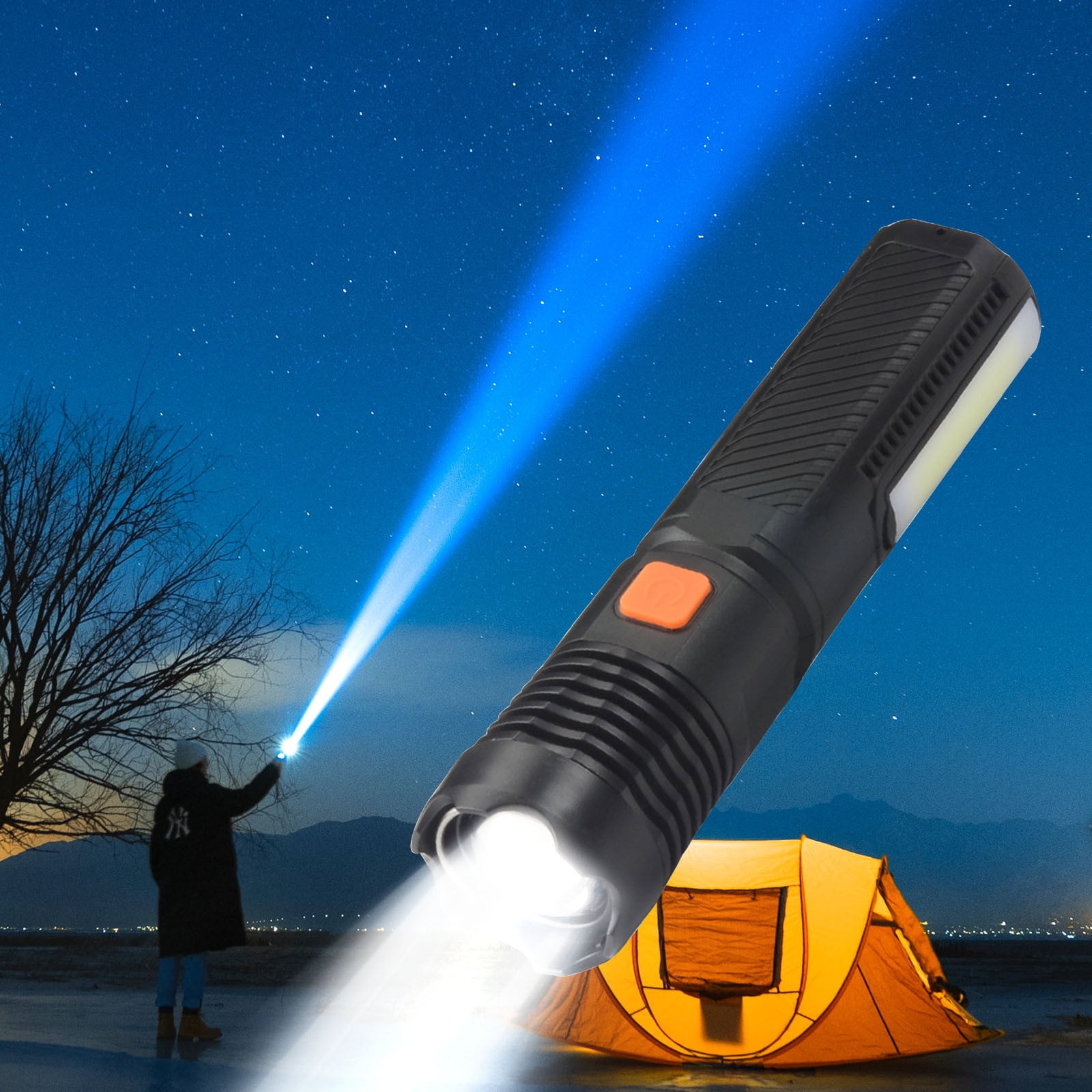 Hmsavn Flashlight USB Rechargeable Portable Dry Battery Flashlight ...
