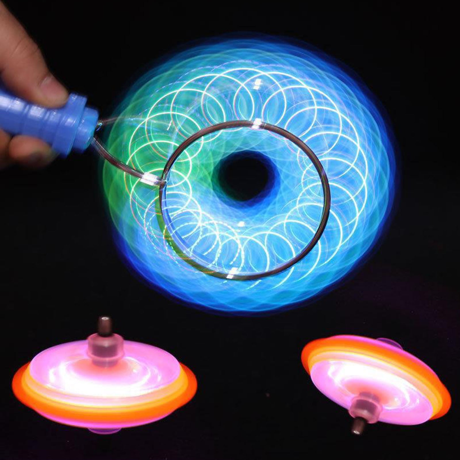 Hmsavn Hand Cranked Magnetic Toy Flashing Flying Top Glowing Top ...
