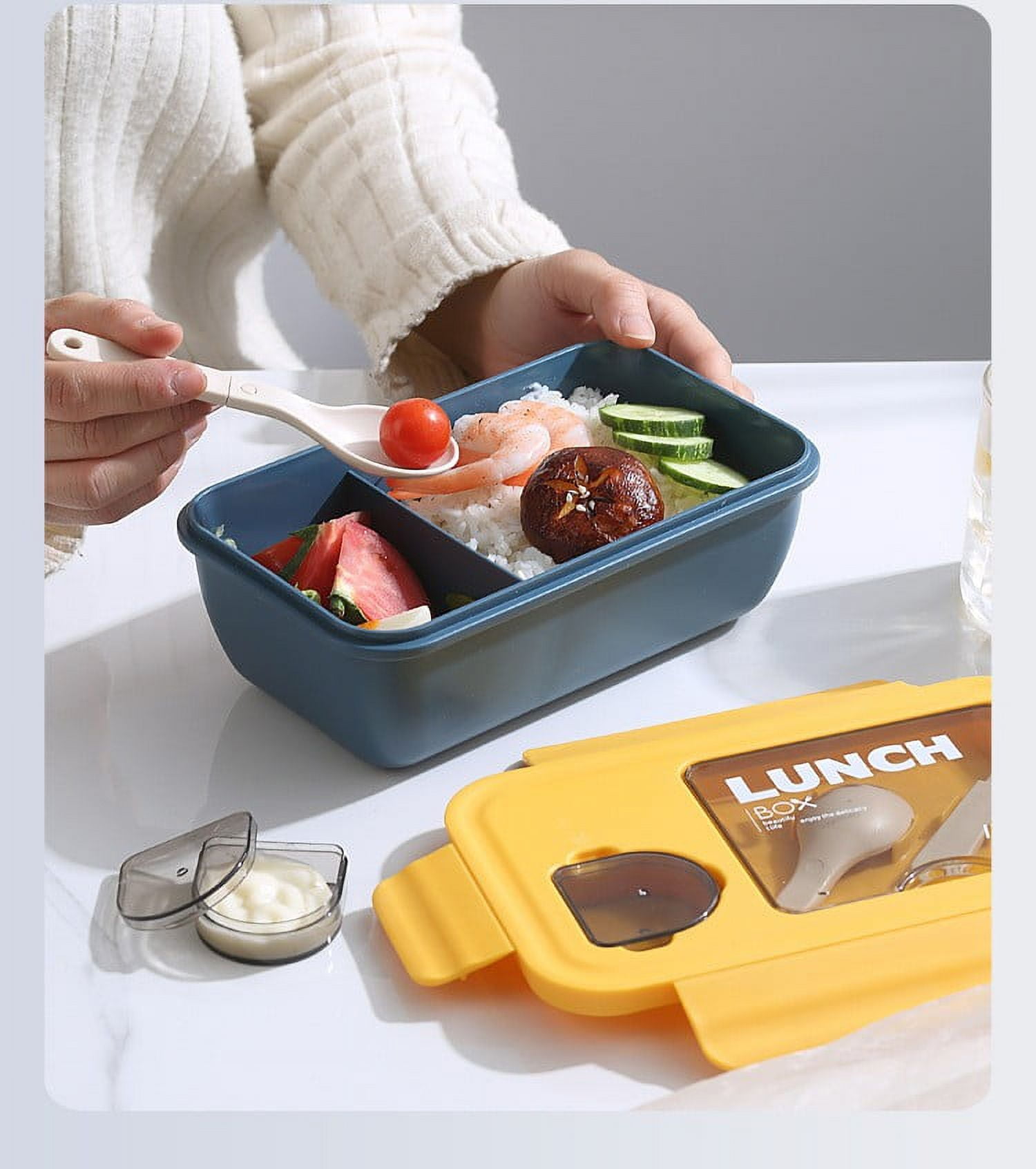 Hmsavn Lunch Bag Compartment Bento Box Portable Food Container 1100ml ...
