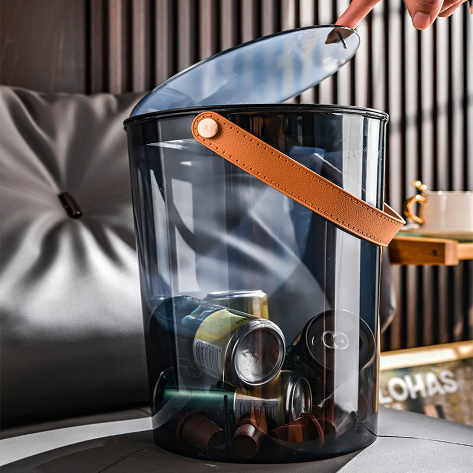 Hmsavn Reusable Plastic Trash Can,Transparent Plastic Trash Cans,Clear ...