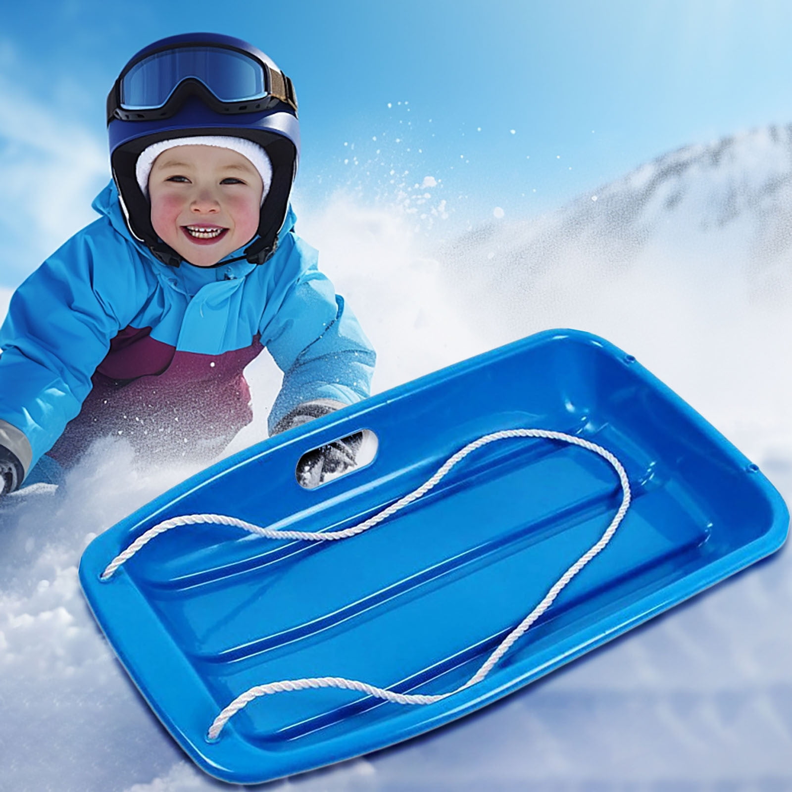 Hmsavn Snow Sled For Kids With Pull Rope Handle Downhill Plastic Winter ...