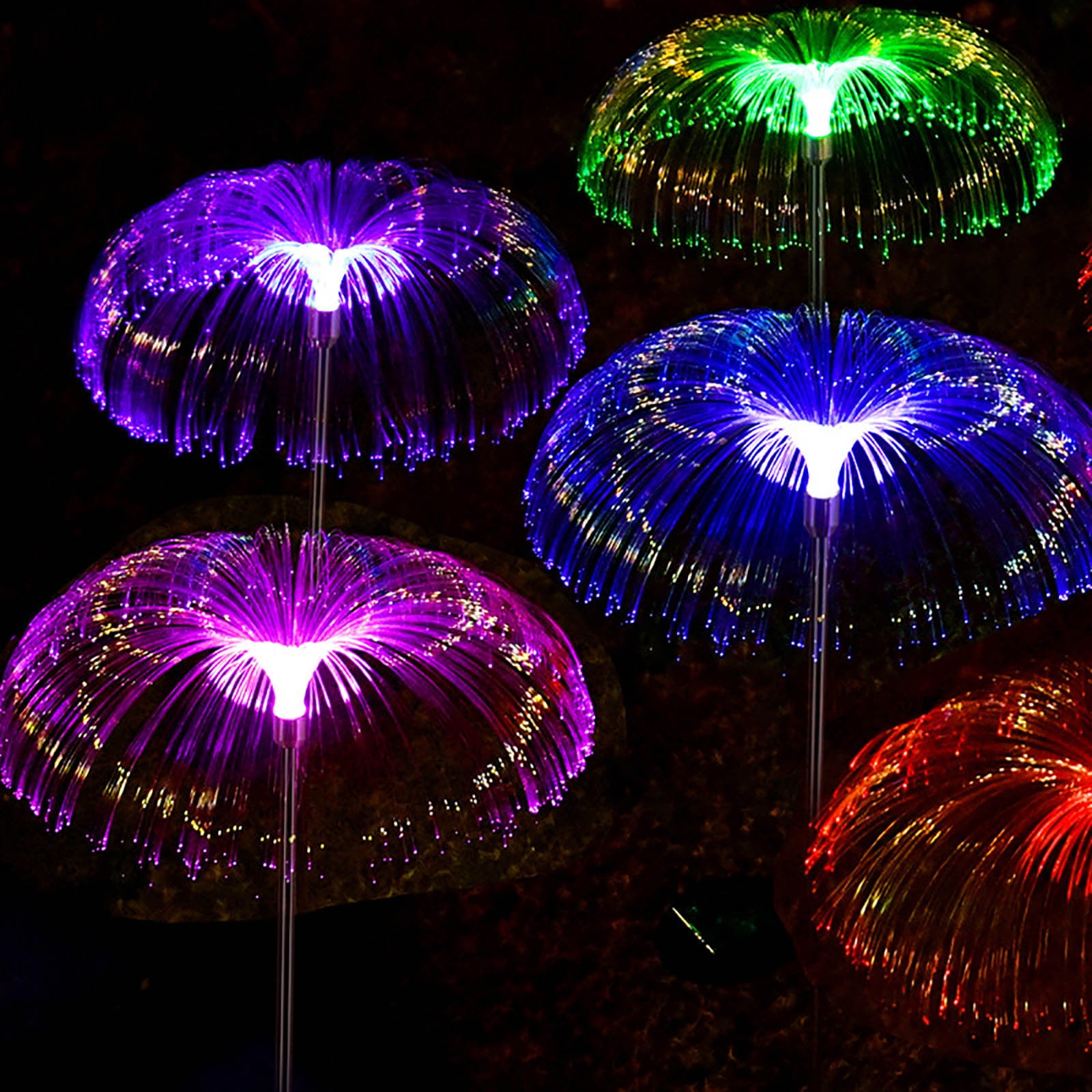 Hmsavn Solar Jellyfish Lamp LED Optical Fiber Lamp Simulation Outdoor ...