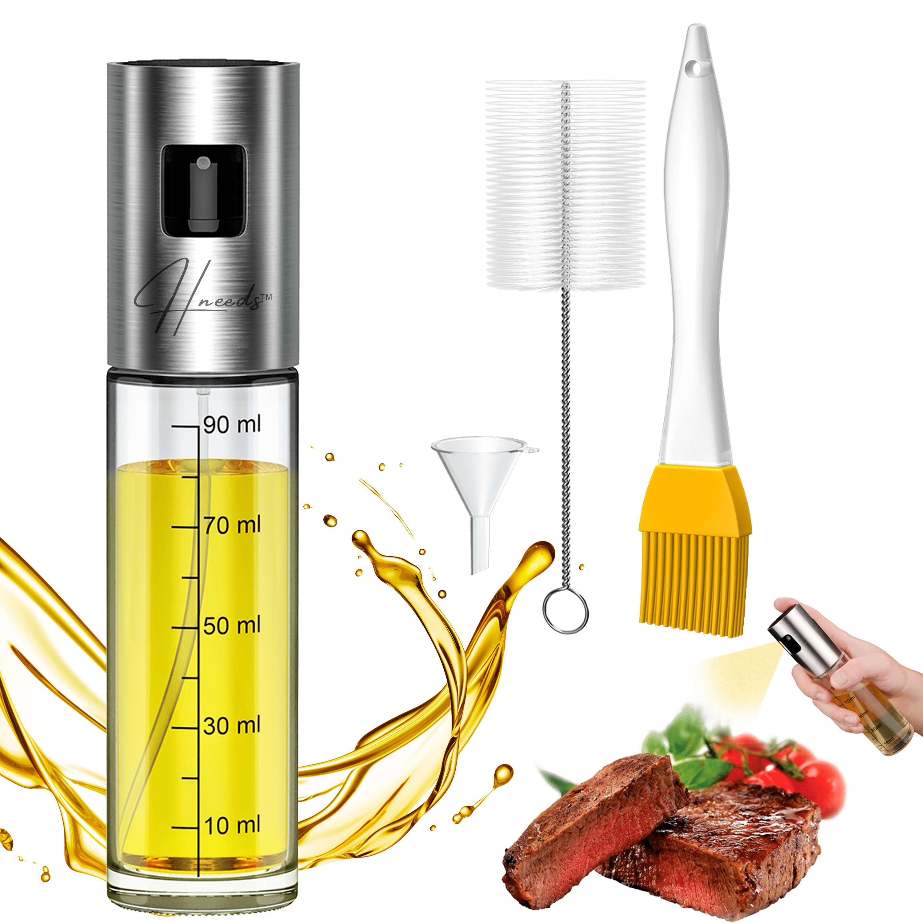 Hneeds Stainless Steel Oil Sprayer 100ml, Kitchen Atomizer, Ideal for ...