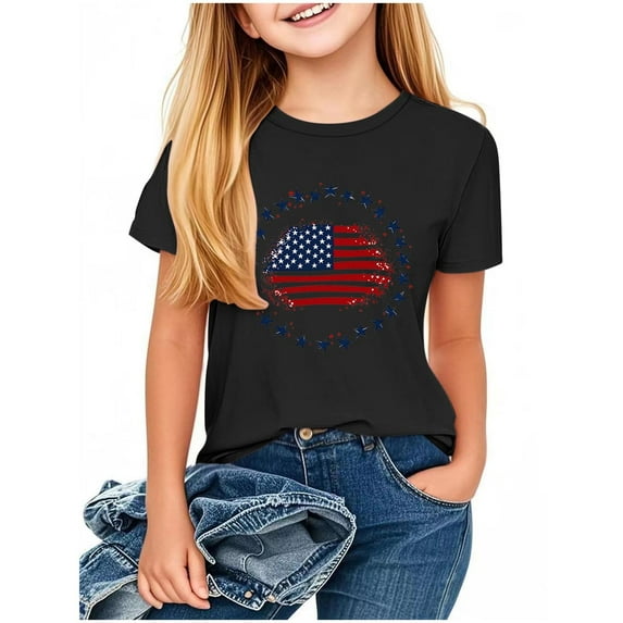 Hngshg Kids Toddler Independence Day Shirts Boys Girls Short Sleeve T ...