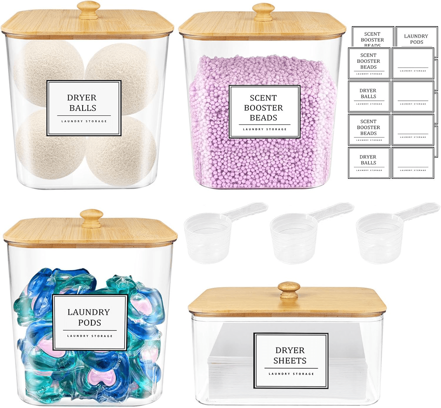 Hnrifc 3+1 Pack Laundry Pods Container, Clear Laundry Room Organizer ...