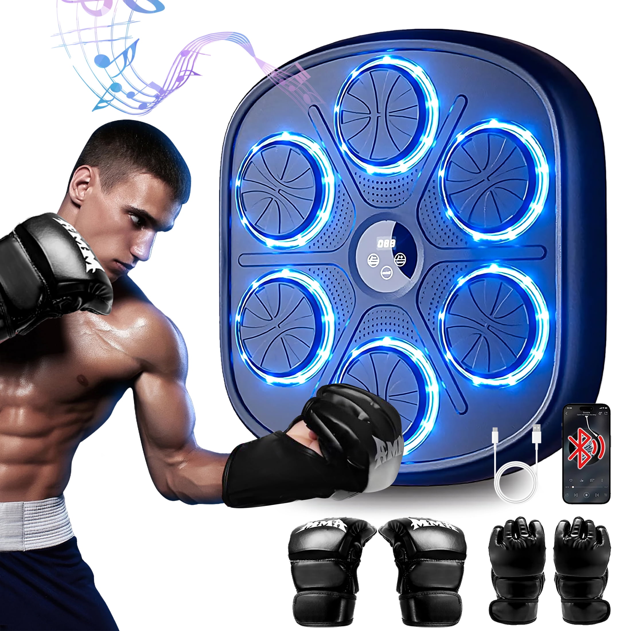 Hnrifc Music Boxing Machine, Boxing Workout with Gloves, Punching Pad ...