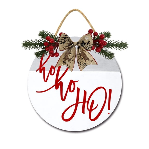 Ho Ho Ho Door Sign Home Decor Round Wood Wreaths Wall Hanging Sign ...