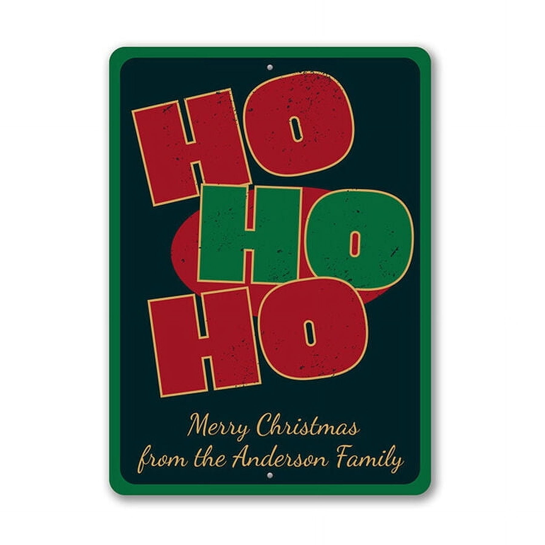 Ho Ho Ho! Sign Merry Christmas Sign Family Name Metal Wall Decor Size ...