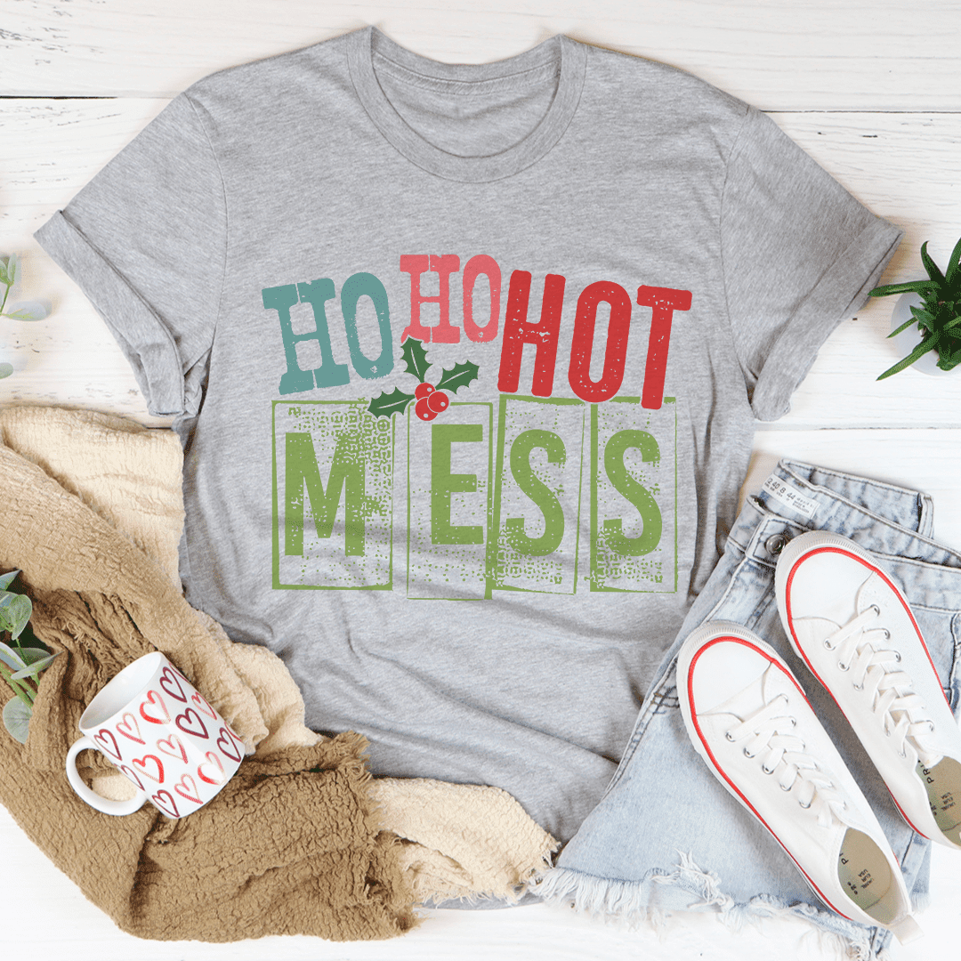Ho Ho Hot Mess Tee Athletic Heather S Peachy Sunday T-Shirt - Walmart.com
