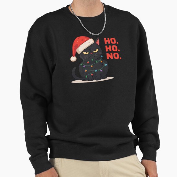 Ho Ho No Grumpy Black Cat Funny Christmas Graphic Unisex Sweatshirt ...