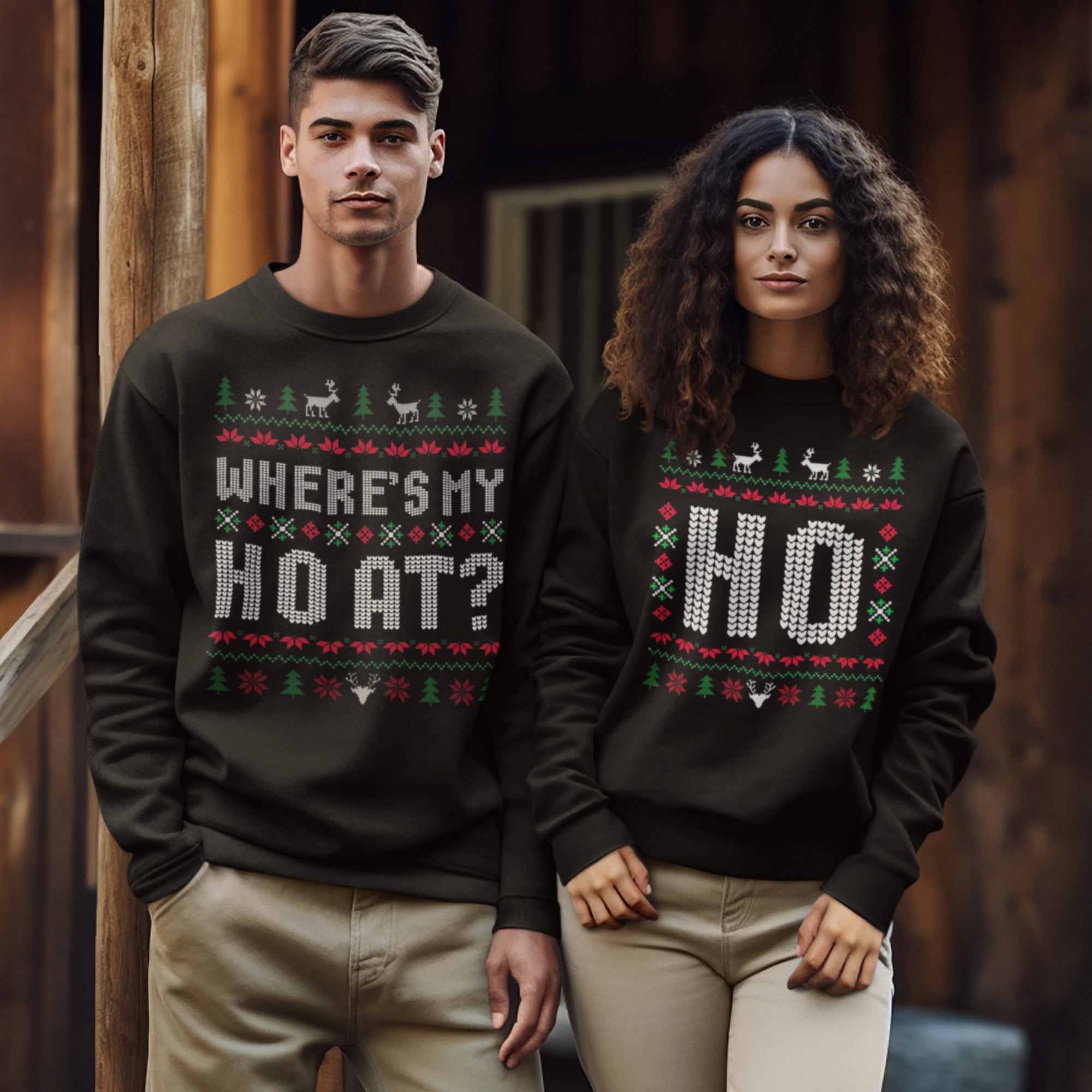 Ho Ugly Christmas Sweater | Comfy Couples Matching Crewneck Sweatshirt | Funny Xmas Santa ...