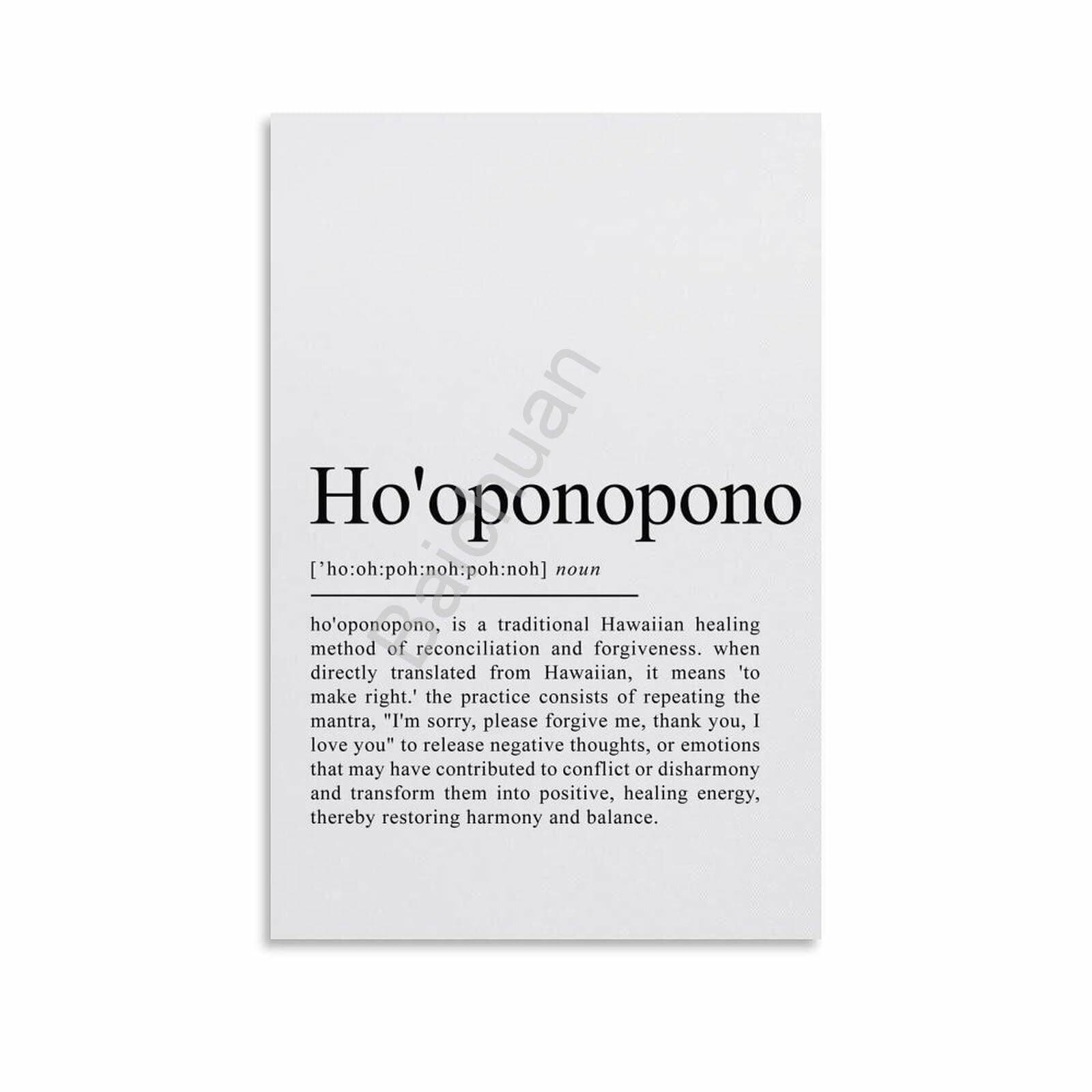 Ho'oponopono Definition Poster (4) Canvas Painting Posters And Prints ...