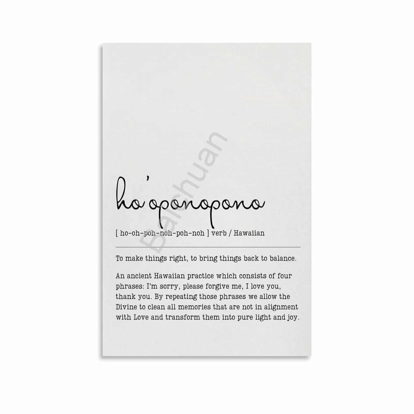 Ho'oponopono Definition Poster (6) Canvas Painting Posters And Prints ...