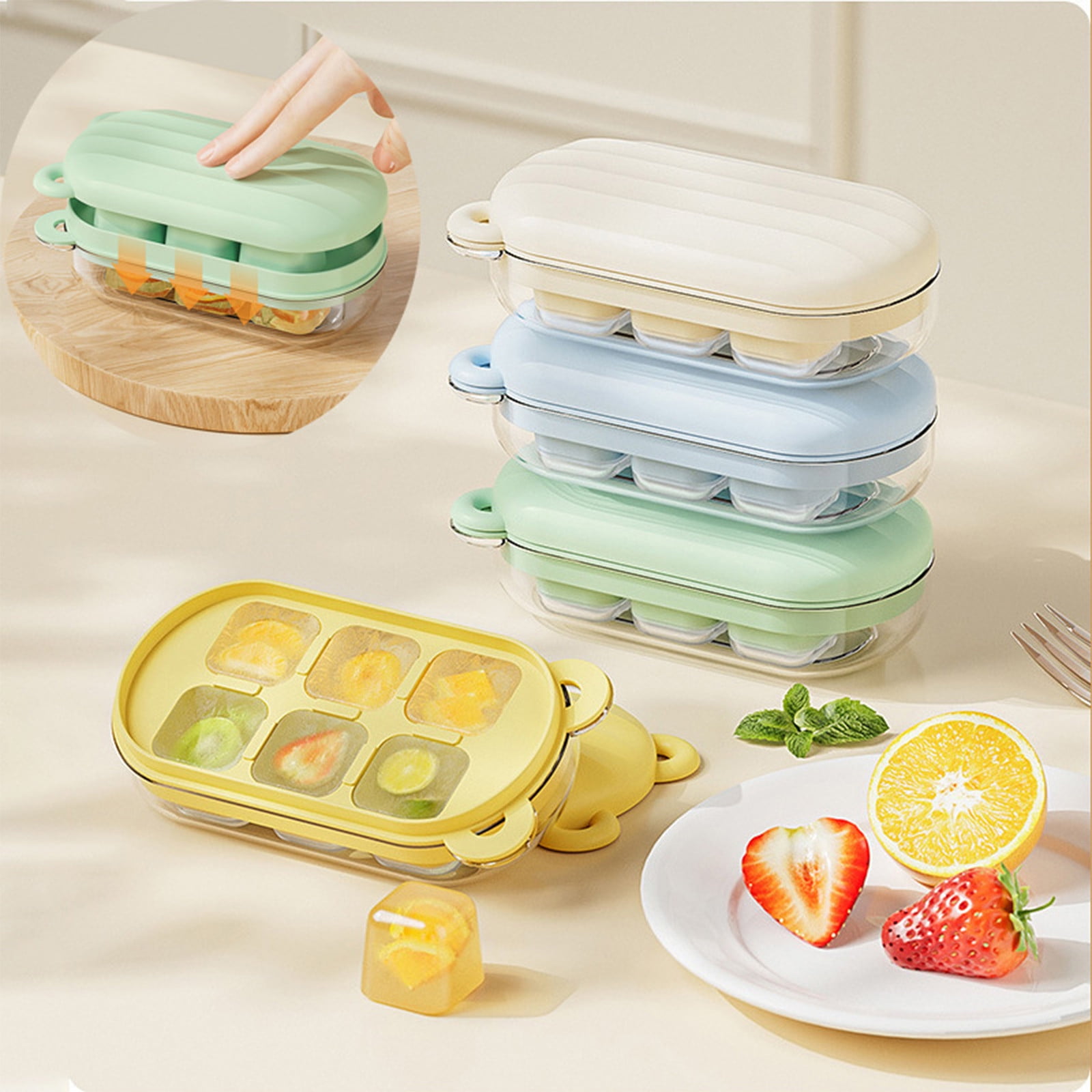 Hoarboeg Mini Ice Cube Trays for Freezer, Reusable Silicone 6-Ice Cube ...