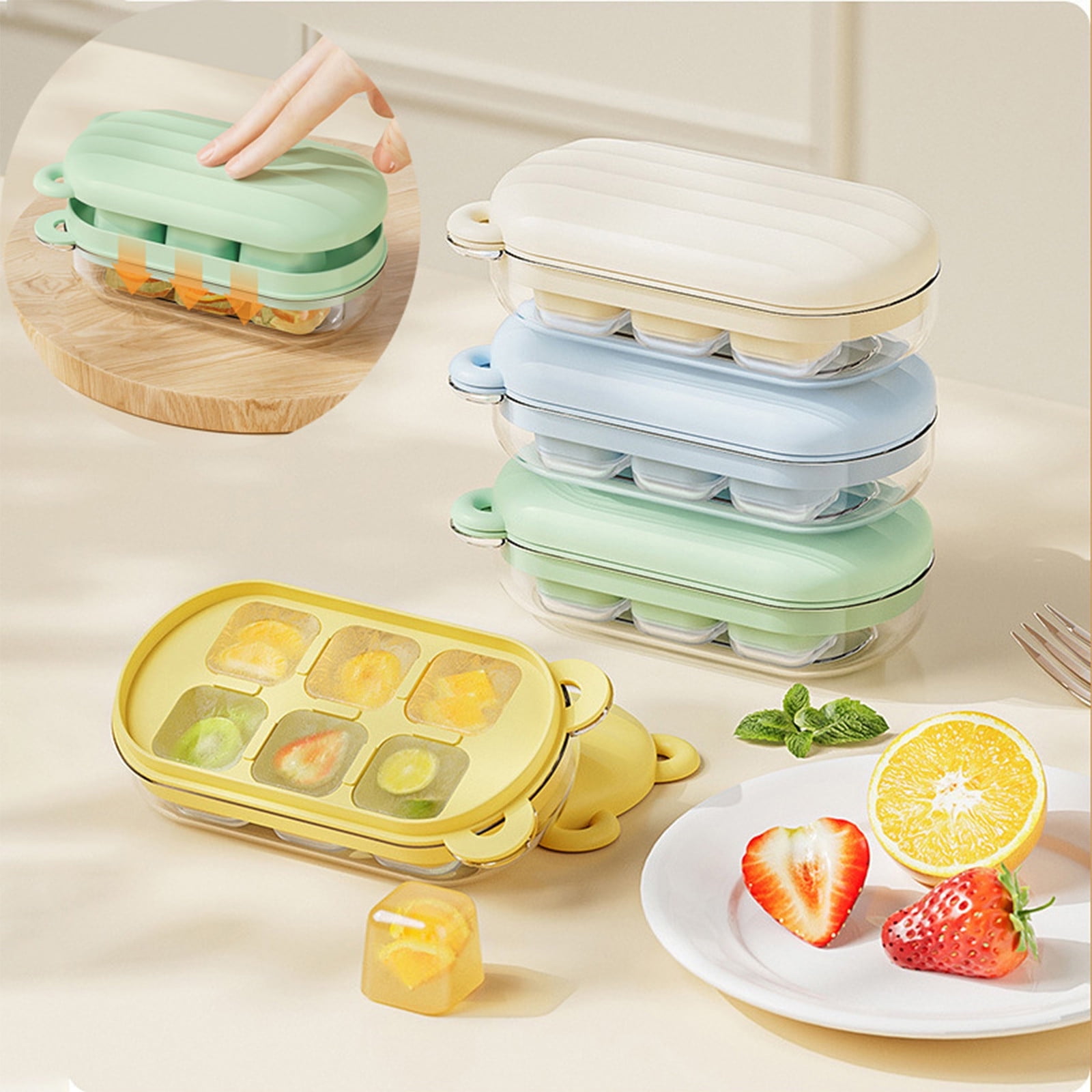 IBaodan Mini Ice Cube Trays for Freezer,Reusable Silicone 6-Ice Cube ...