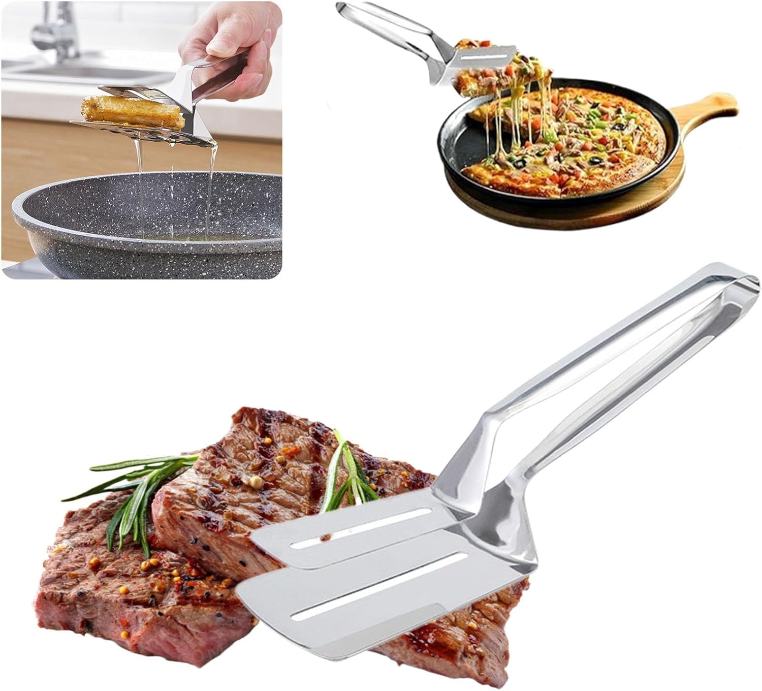 Hoarselpse Stainless Steel Grill Clamp，Grill Clamp Spatula Tongs，Steel ...