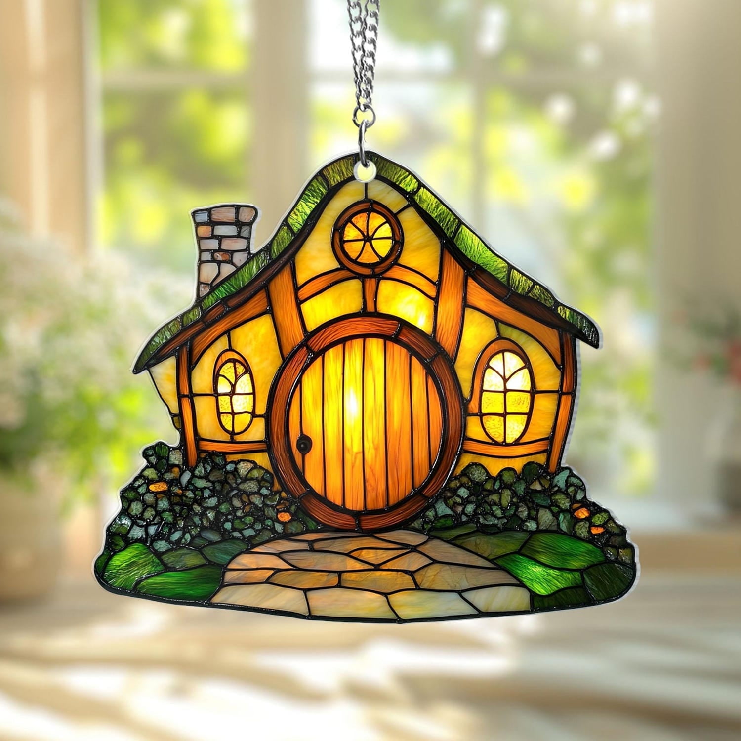 Hobbit House Acrylic Suncatcher, Faux Stained Glass Hobbit House The ...