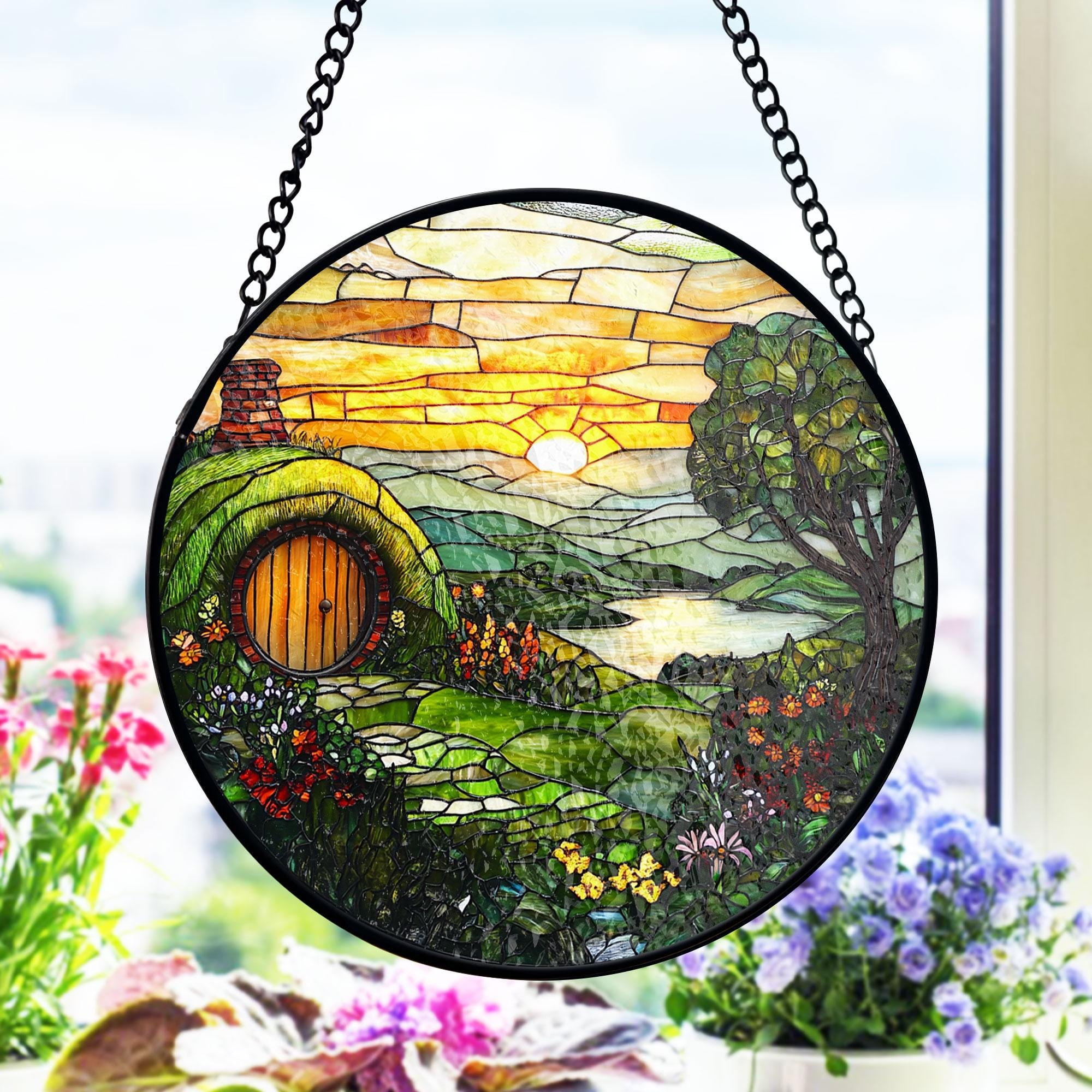 Hobbit House Stained Glass Suncatcher, Fantasy Window Decor, The Shire ...